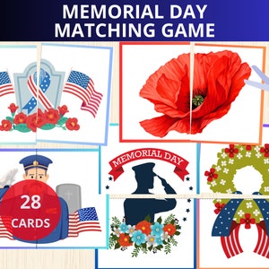 Memorial Day Matching Activity,memorial Day Puzzles,symmetry Puzzles ...