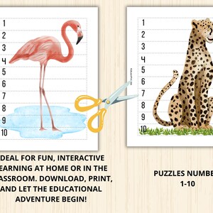 African Animal Number Puzzle, Numbers 1-10,african Animals Montessori ...