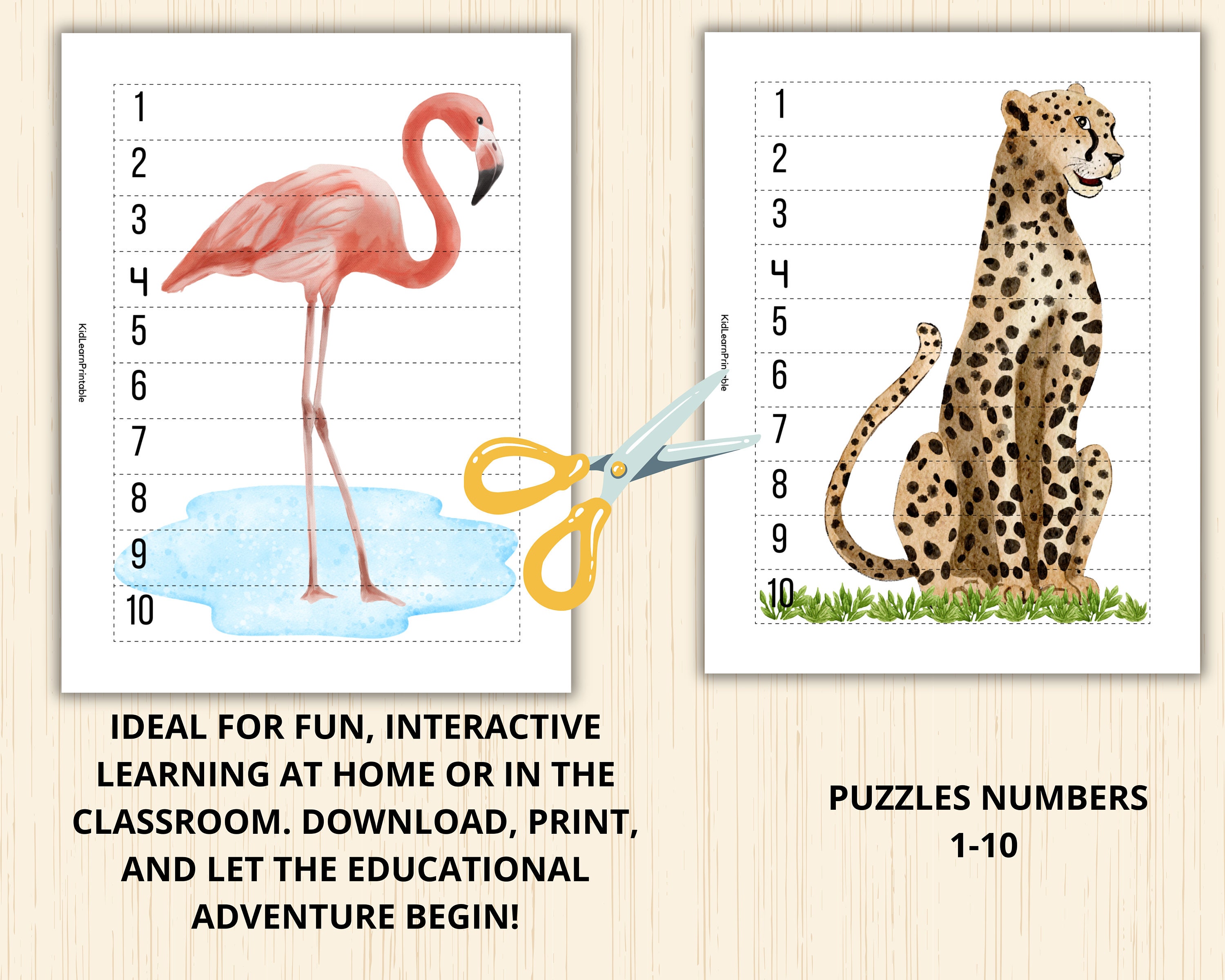 African Animal Number Puzzle, Numbers 1-10,african Animals Montessori ...