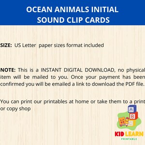 Ocean Animal Phonics Clip Cards, Beginning Sound Activity, Sea Animals ...