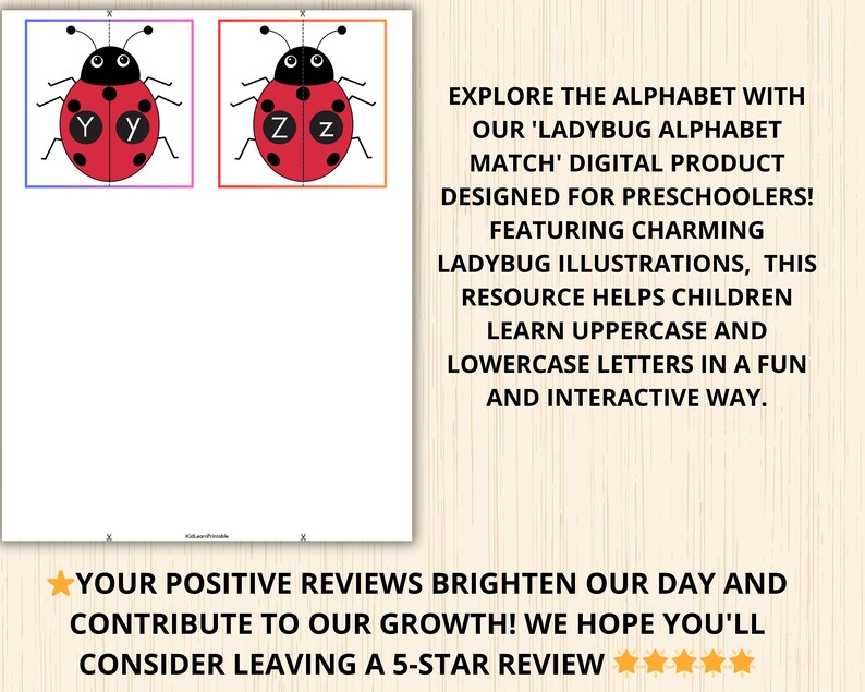 Ladybug Letter Match, Preschool Letters,alphabet Matching Game,alphabet ...