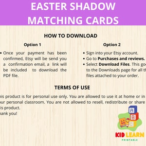 Easter Shadow Matching Cards,preschool Printable Shadow,easter Match ...