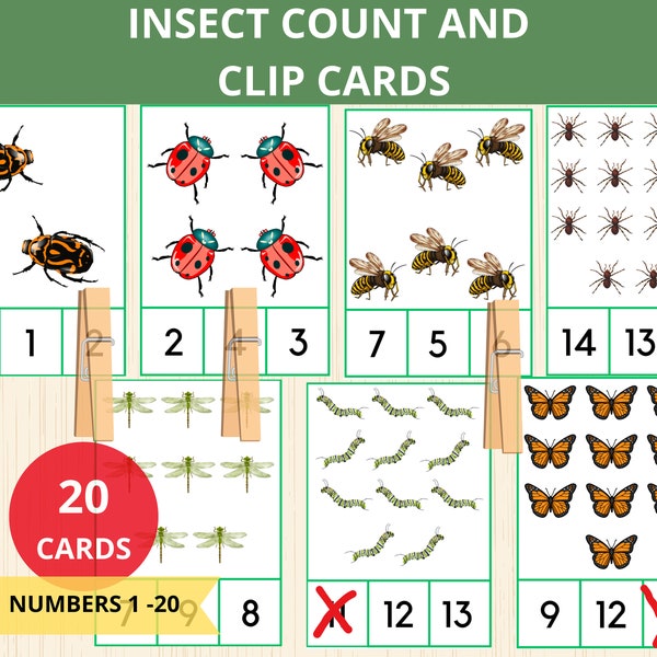 Count and Clip Cards - Etsy