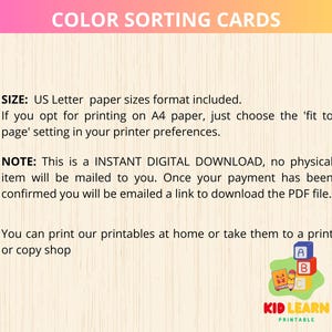 Color Sorting Activity,preschool Color Matching Game,montessori Color ...