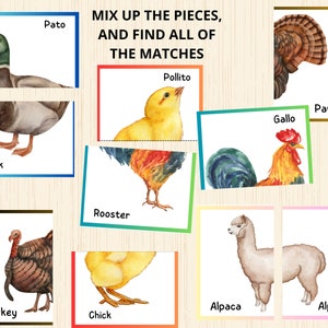 Farm Animals Puzzle Pairs,farm Animals Symmetry Puzzles, Animals ...