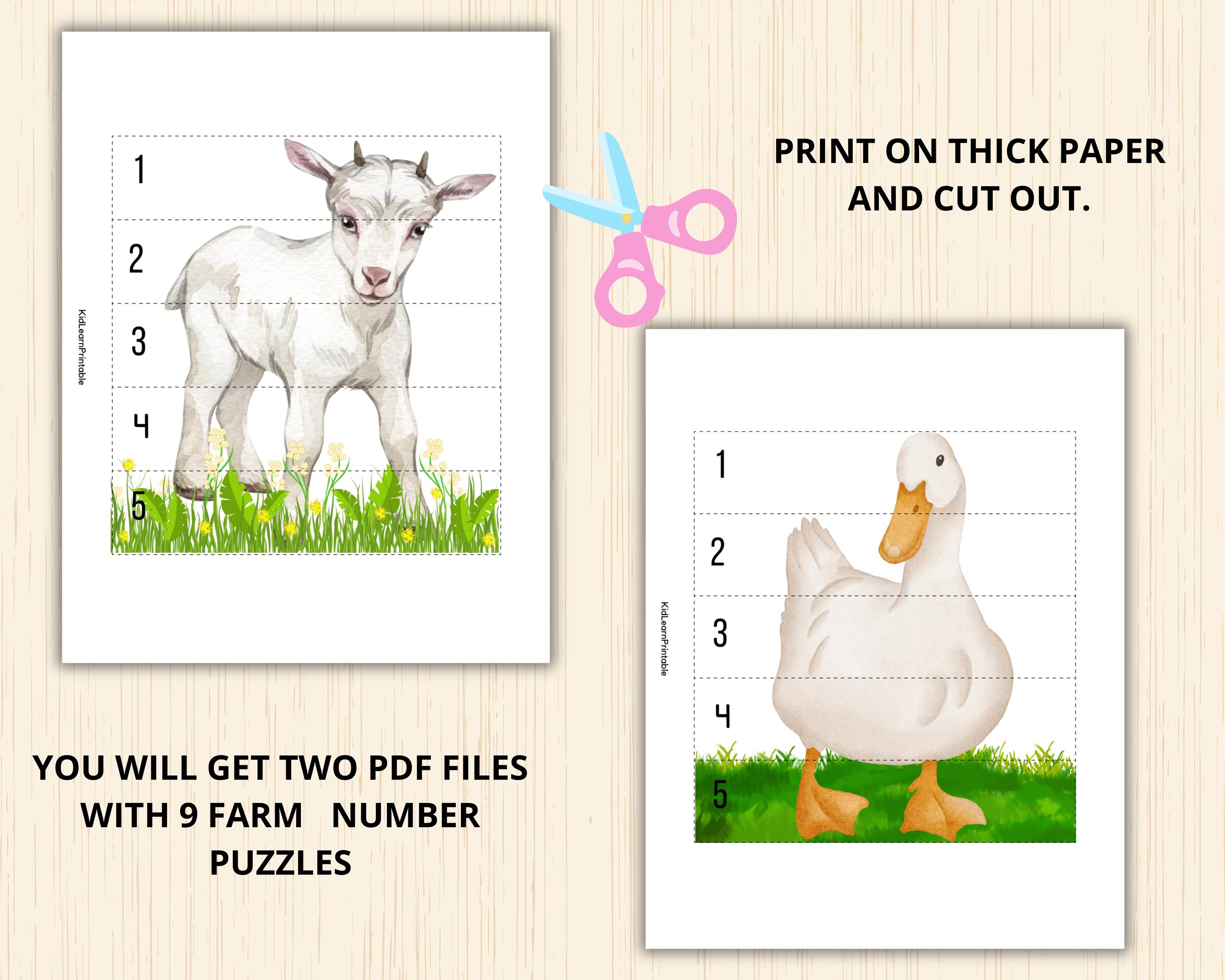 Farm Number Puzzle,farm Animal Number Sequence,farm Animal Montessori ...