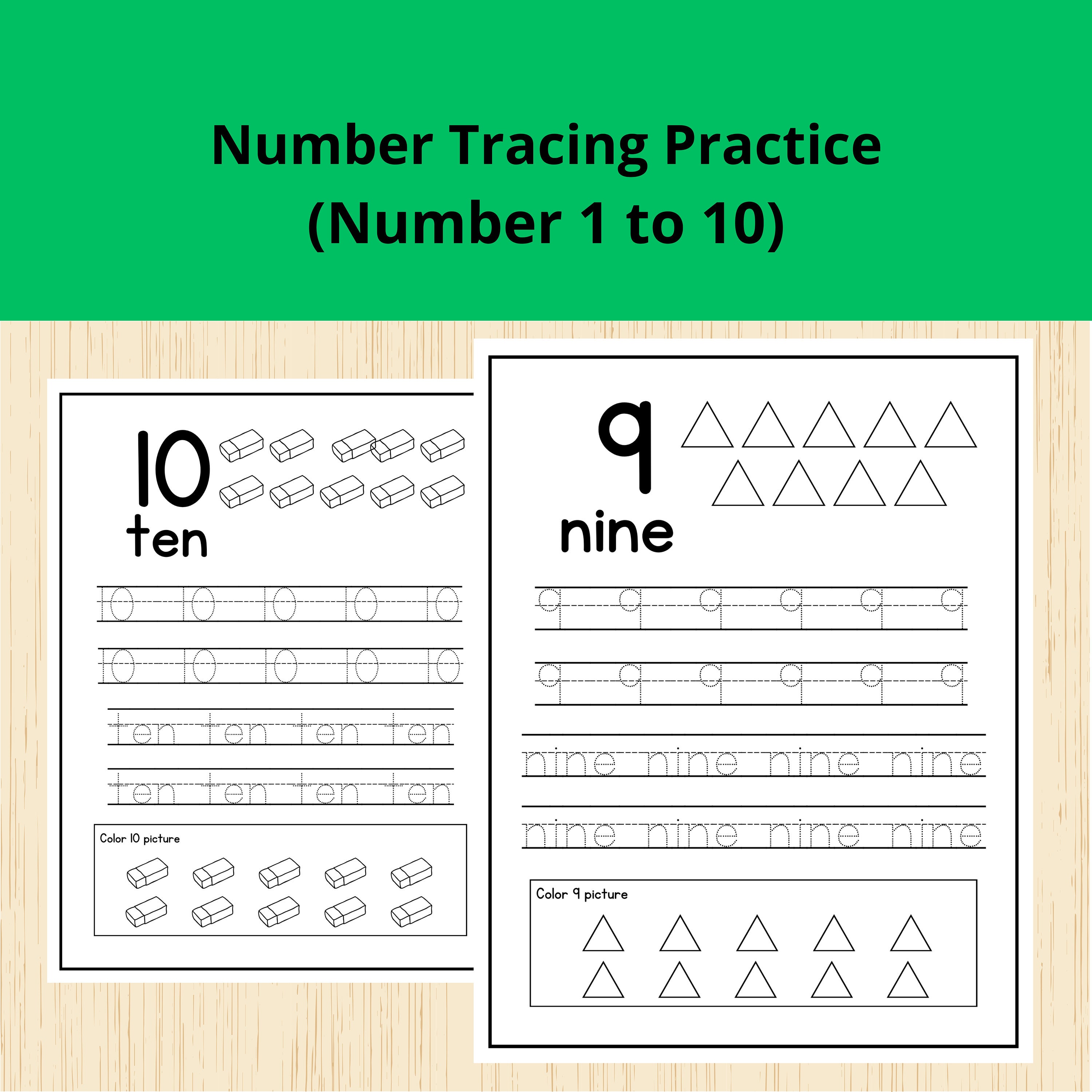 1-10 Printable Number Tracing,preschool Worksheet, Homeschool , Teacher ...