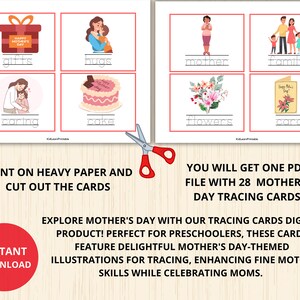 Mother's Day Word Tracing Cards,tracing Cards,mothers Day,mom's Day ...