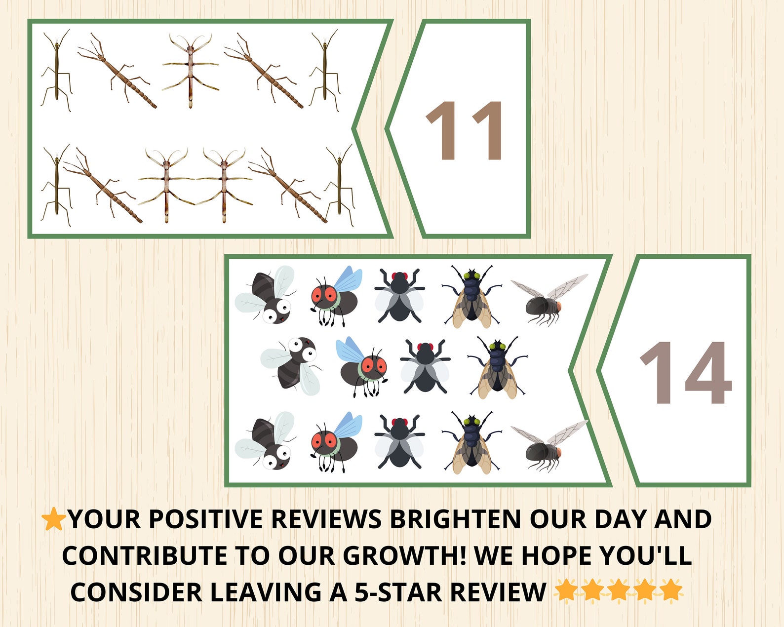 Insect Number Matching,spring Puzzle,counting Activity,preschool,number ...