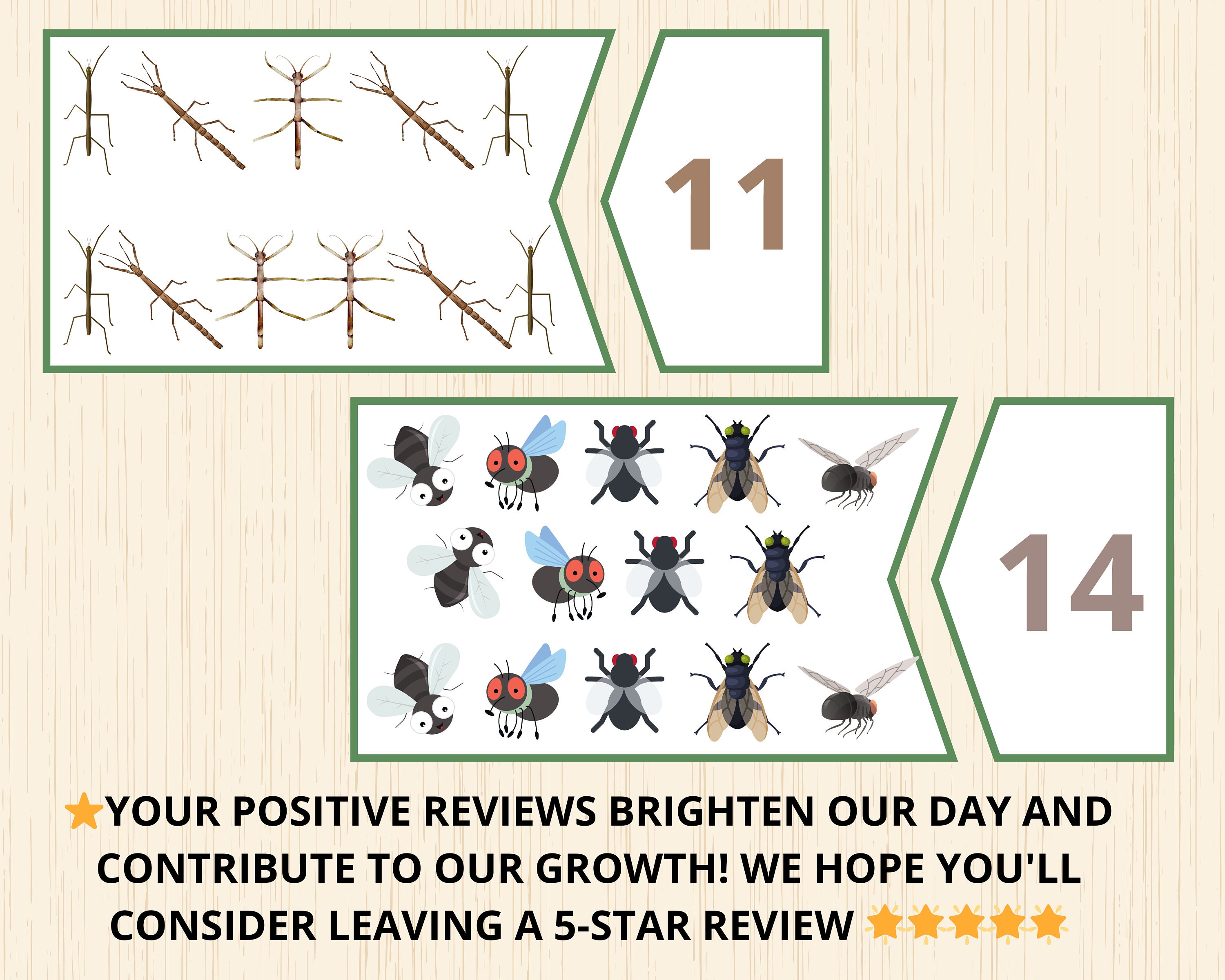 Insect Number Matching,spring Puzzle,counting Activity,preschool,number ...