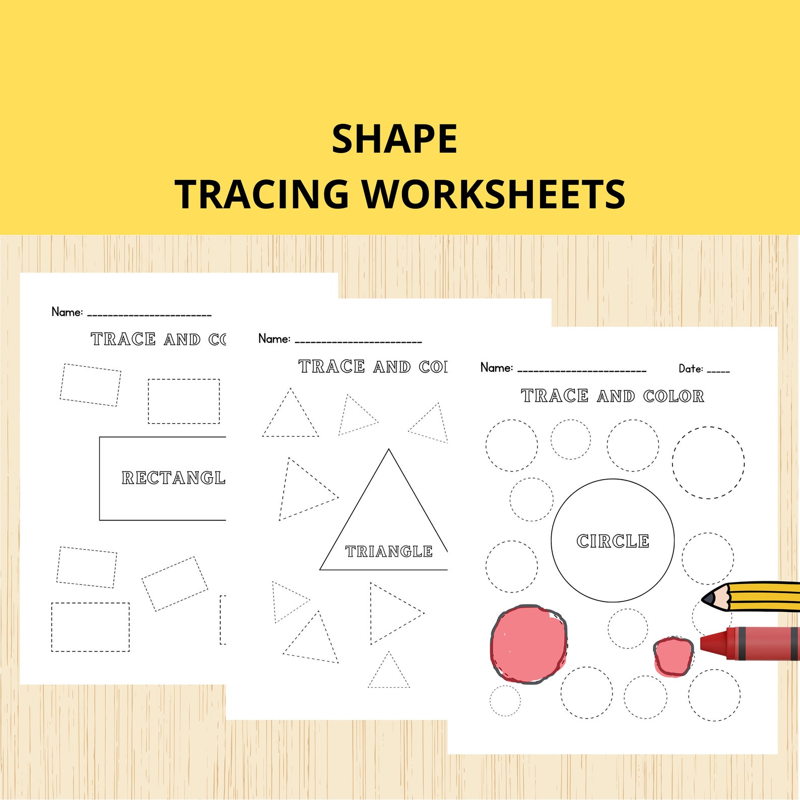 Preschool Shapes Tracing,base Shape,learning Shape for Kids ...