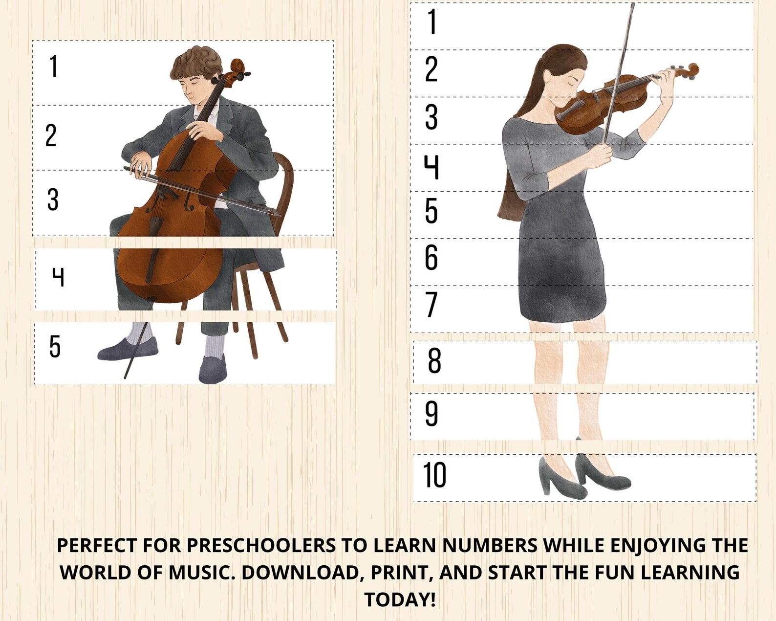 Musical Instrument Puzzles,music Instruments Number Puzzles,counting ...