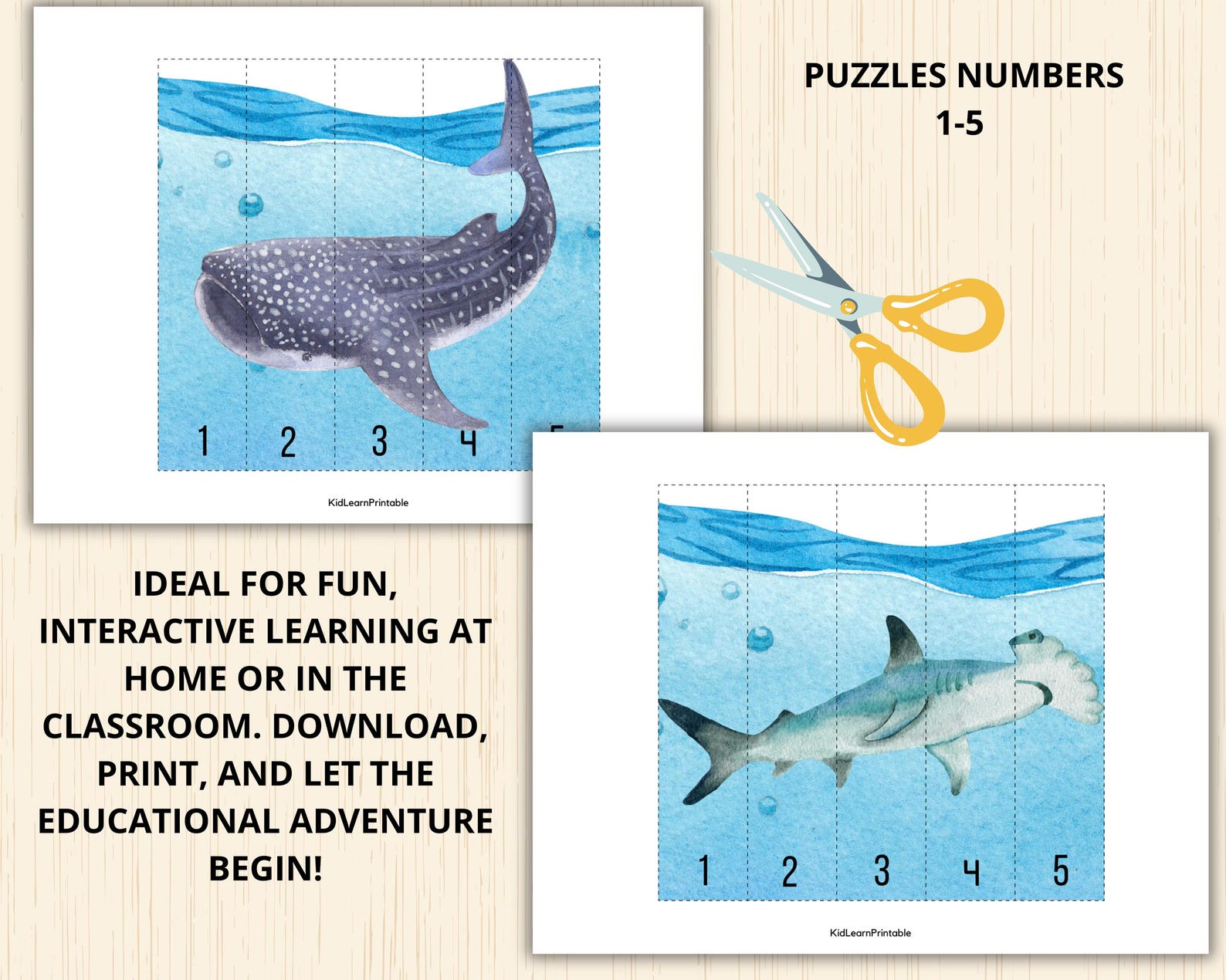 Shark Puzzles,counting Activity,number Puzzle,math Puzzles,math Skills ...