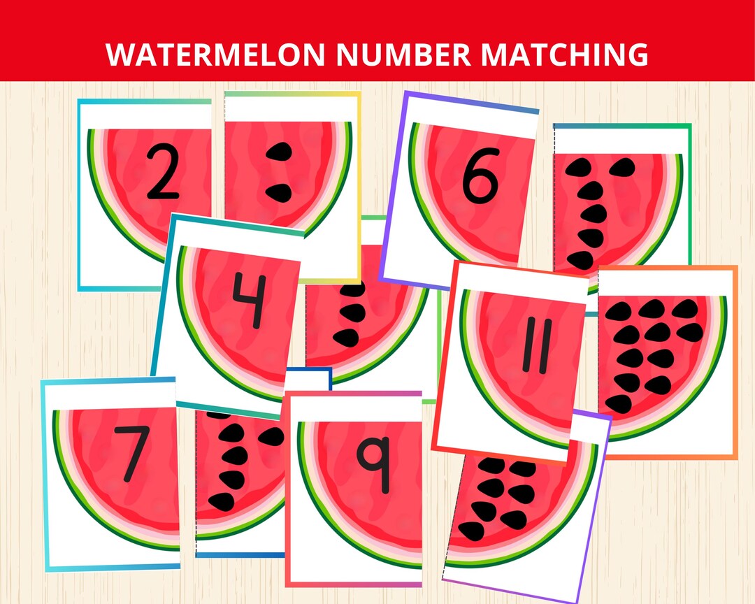 Watermelon Number Matching,summer Preschool Counting,fruit Math Game ...