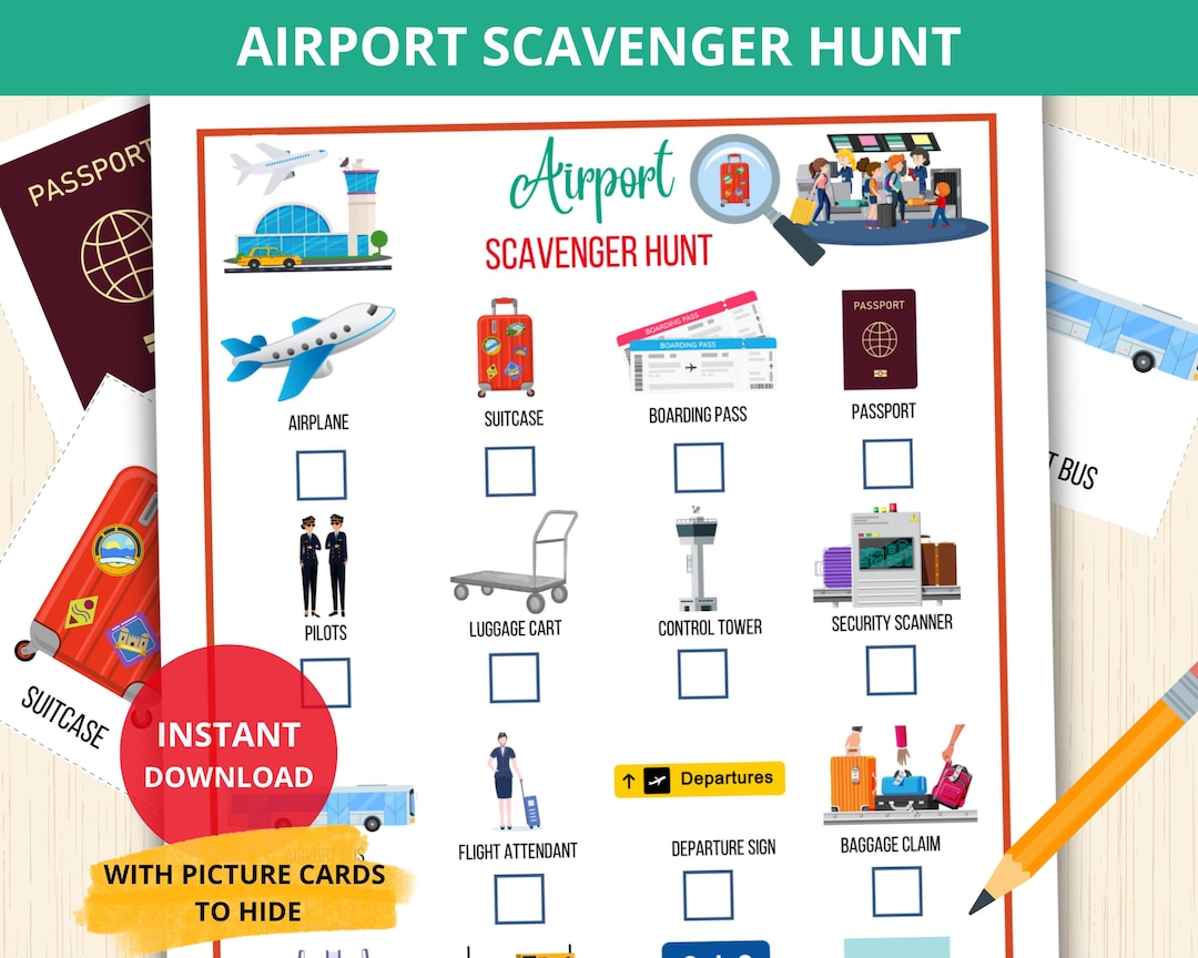 Airport Scavenger Hunt,travel Scavenger Hunt,airport Treasure Hunt,kids ...