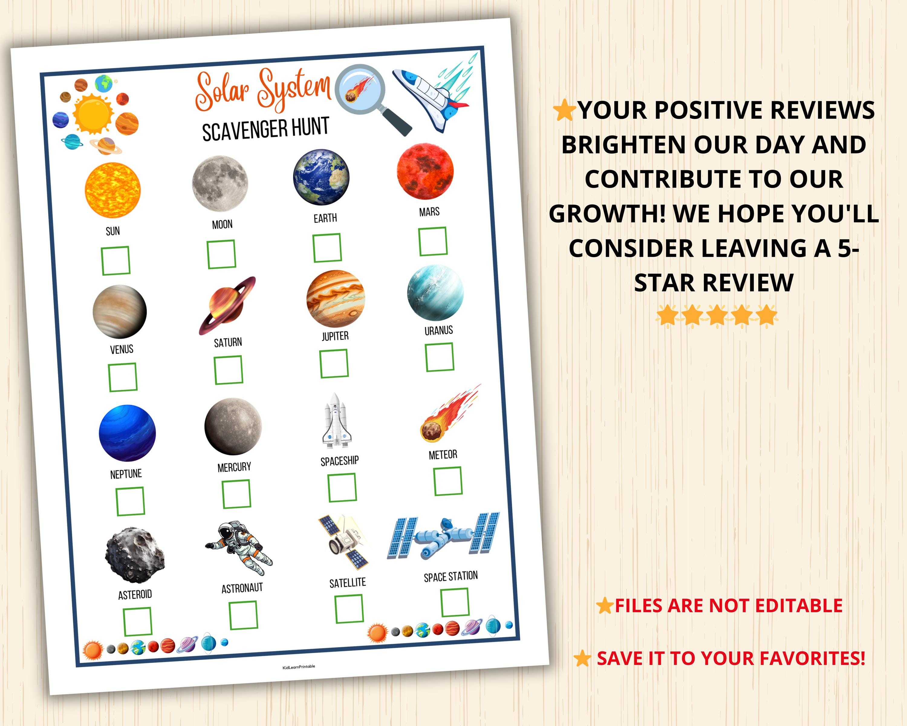Solar System Scavenger Hunt,space Treasure Hunt,galaxy Universe ...
