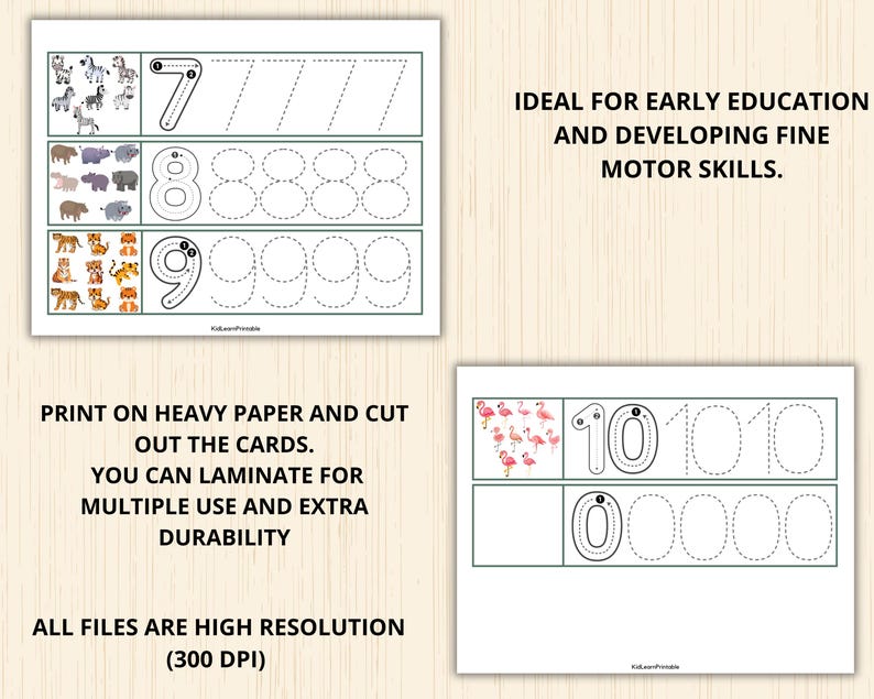 Safari Animal Number Tracing,handwriting Practice,writing Skills ...