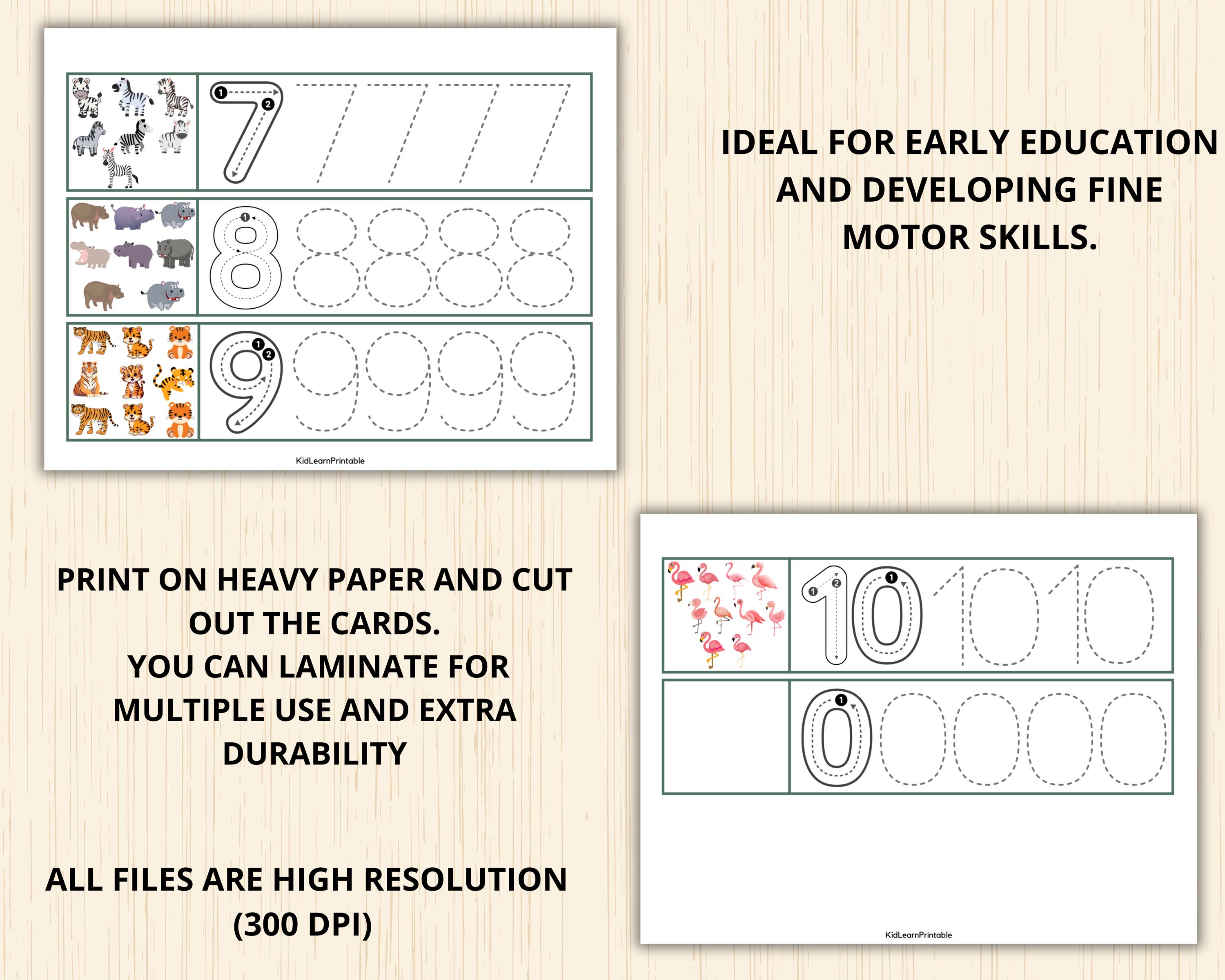 Safari Animal Number Tracing,handwriting Practice,writing Skills ...