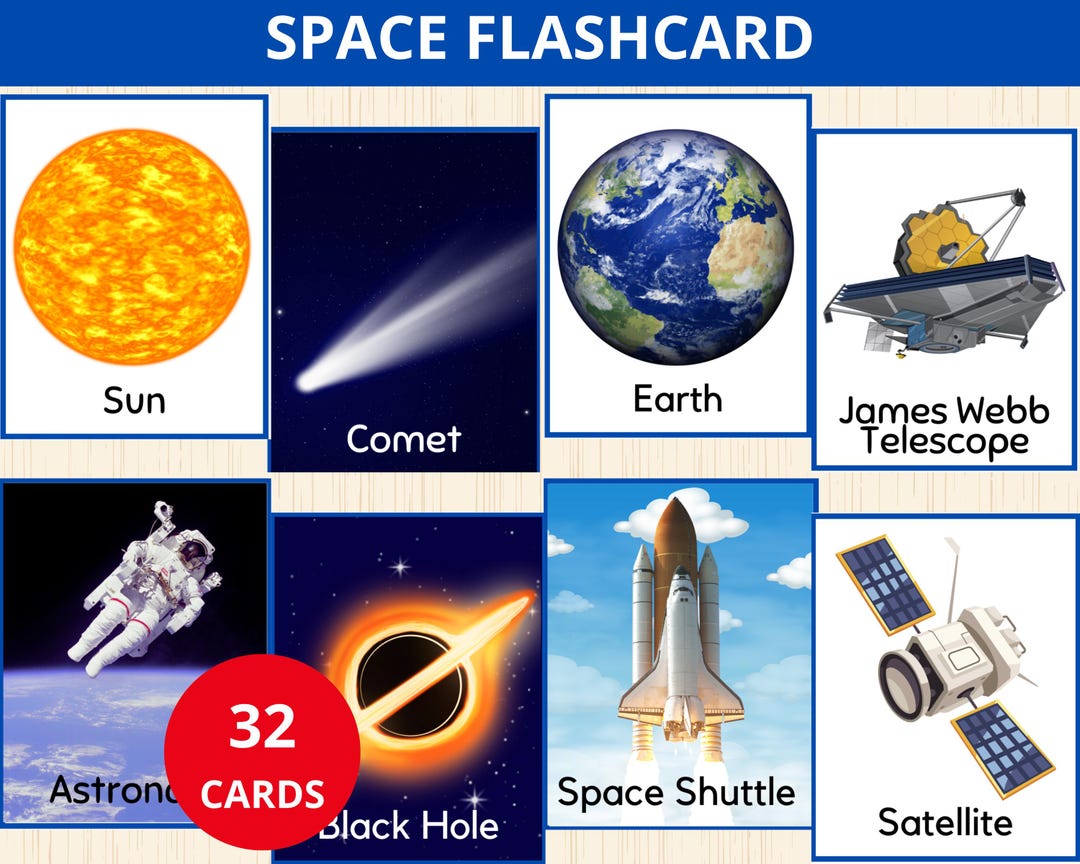 Space Flashcard,planets Flashcards,solar System Flash Cards,space ...