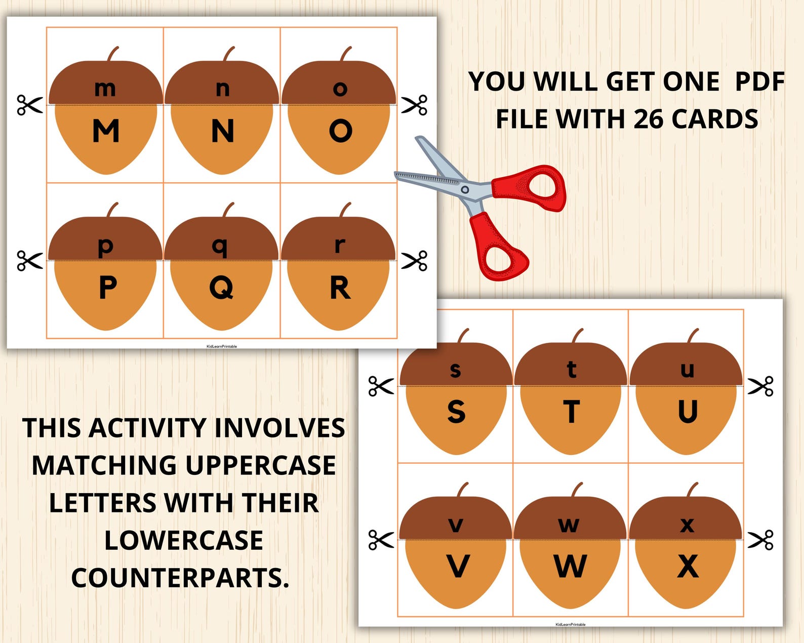 Acorn Alphabet Match,preschool Letters,alphabet Matching Game,letter ...