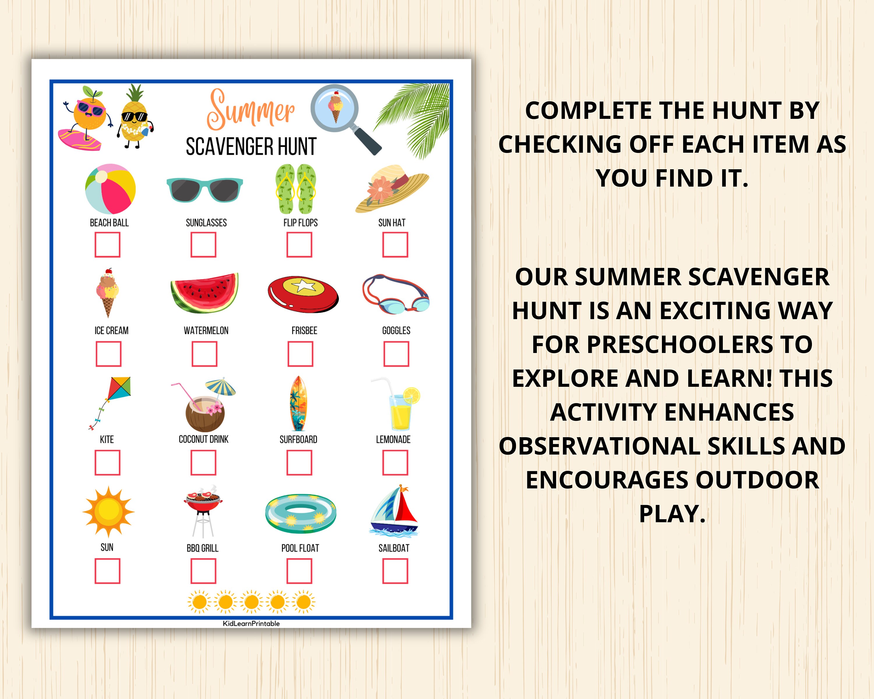 Summer Scavenger Hunt,indoor Ourdoor Treasure Hunt,summertime Games,fun ...