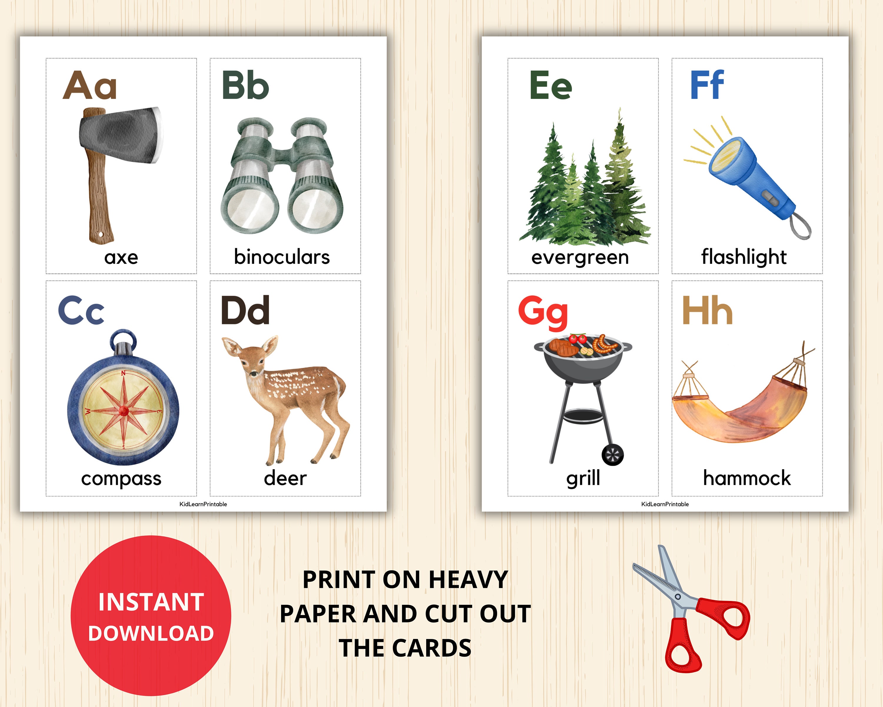 Camping Alphabet Cards,camping Flashcards,camping Montessori,camp Cards ...