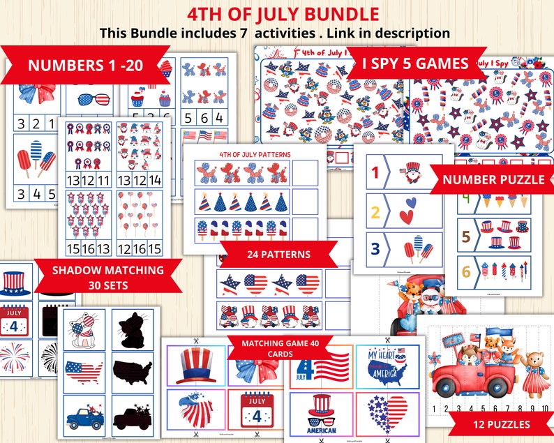 4th of July Matching Game,4th of July Puzzle Symmetry,matching Activity ...