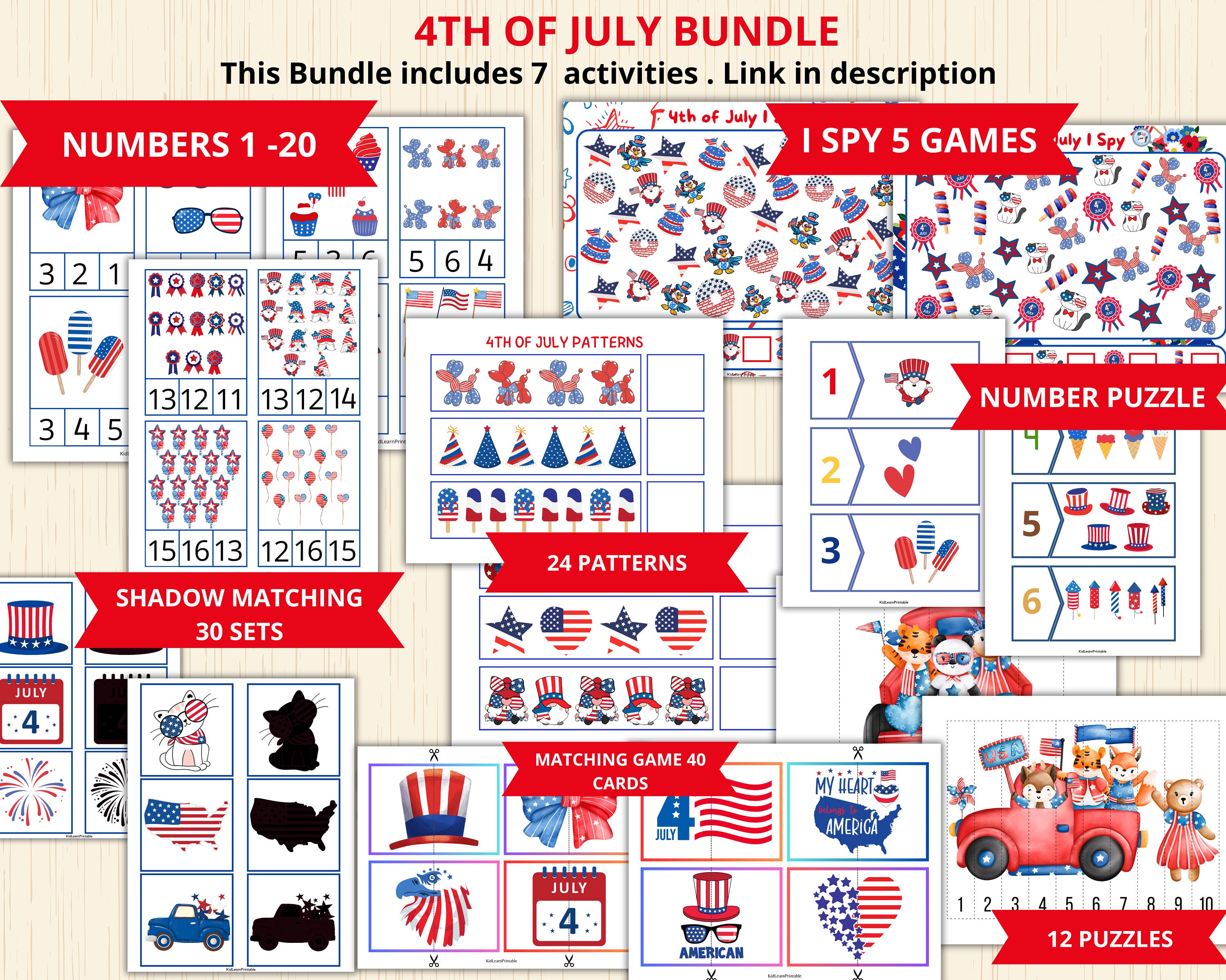 4th of July Matching Game,4th of July Puzzle Symmetry,matching Activity ...