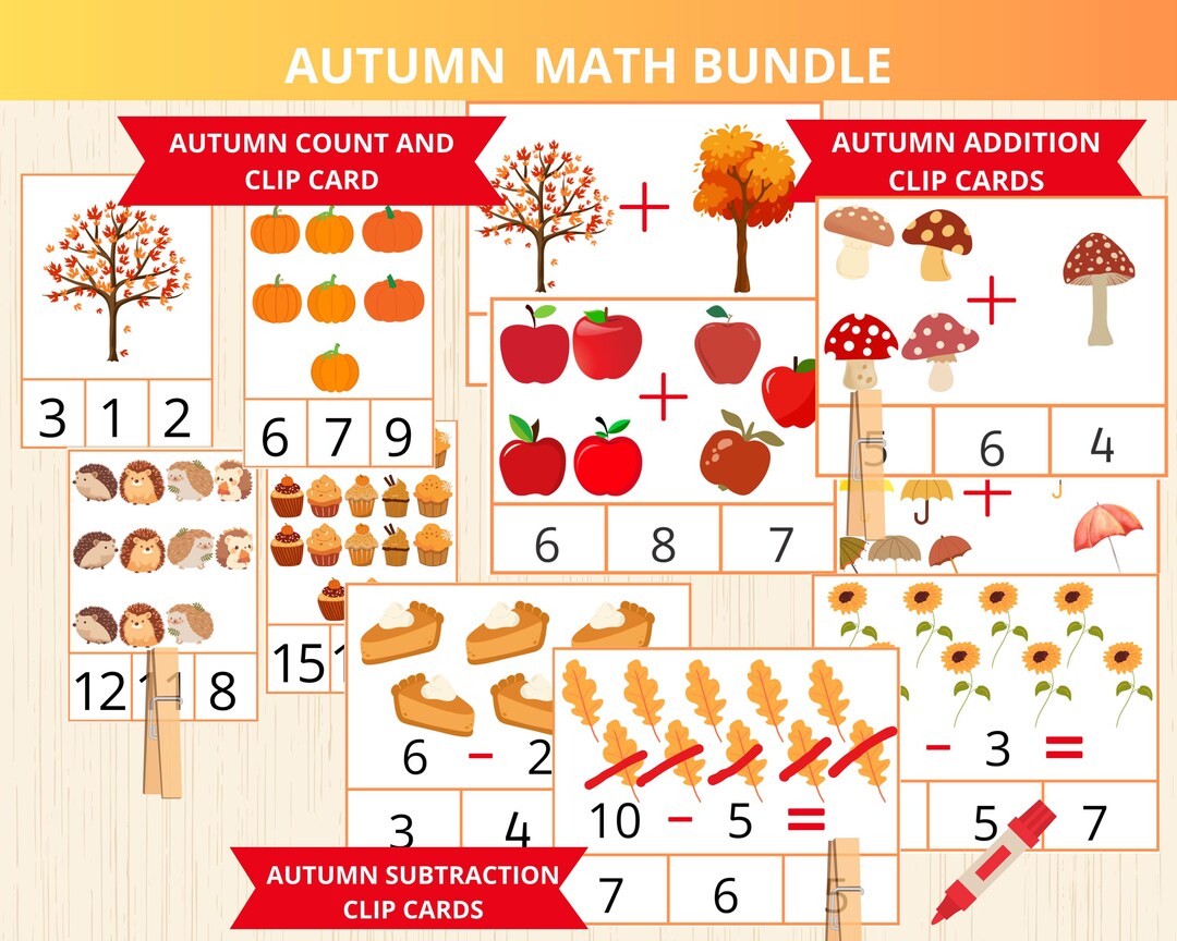 Fall Math Worksheet Bundle,autumn Math Worksheets,autumn Preschool ...