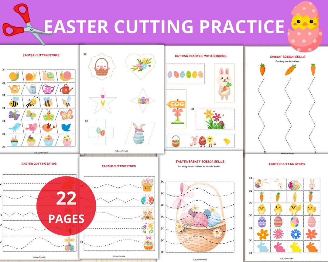Easter Cutting Practice,easter Scissor Strips,scissor Skills Practice ...