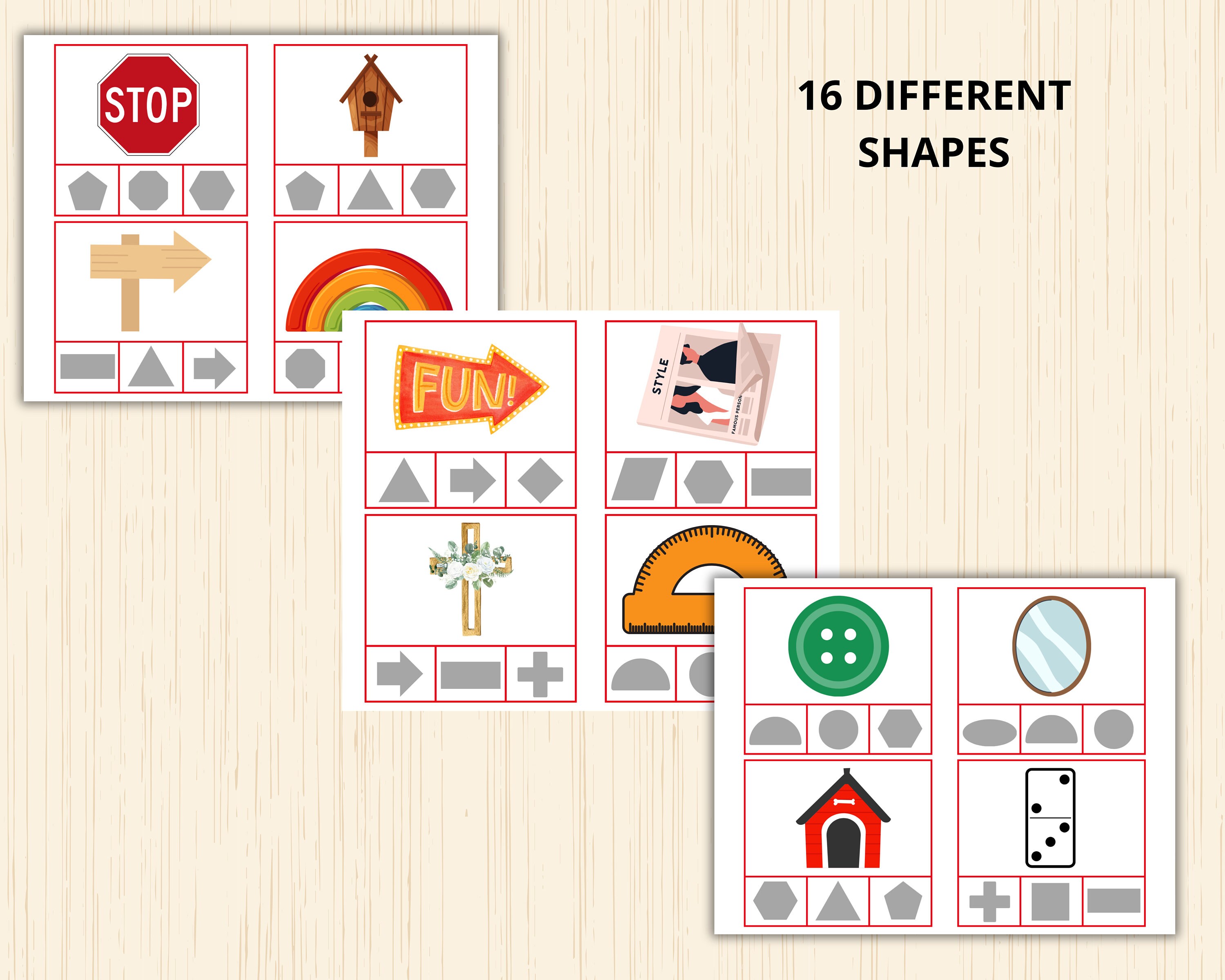 Shapes Sorting Activity,shapes Clip Card,matching Activity,learning ...