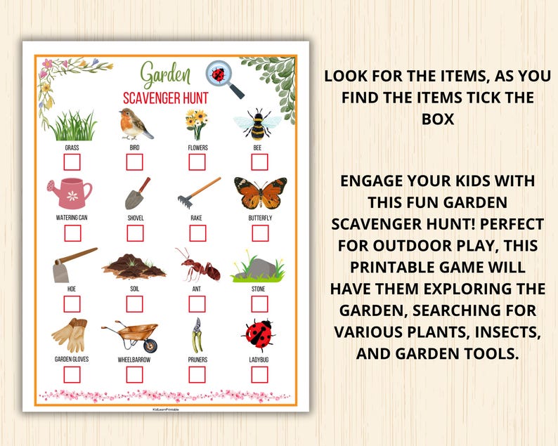 Garden Scavenger Hunt,garden Treasure Hunt,backyard Scavenger Hunt ...