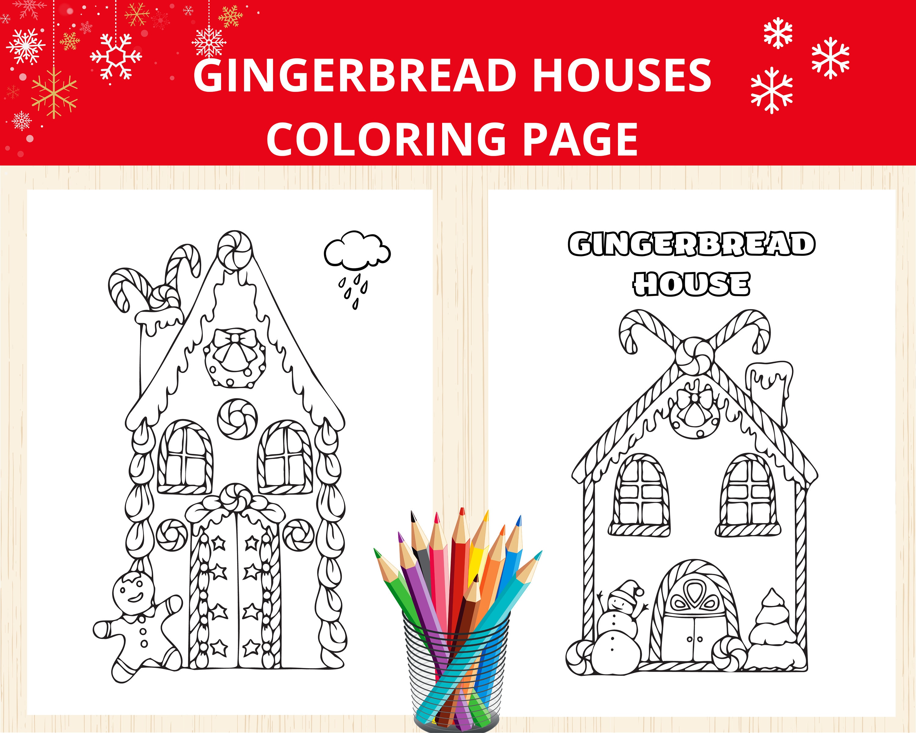 Gingerbread Houses Coloring Pages, Kids Christmas Coloring Sheets ...