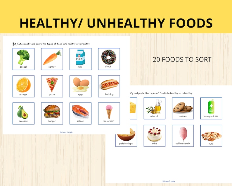 Healthy or Unhealthy Food Sorting,dental Health, Health Nutrition ...