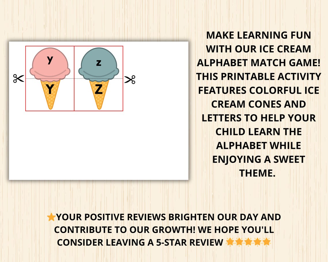 Ice Cream Alphabet Match,preschool Letters,alphabet Matching Game ...