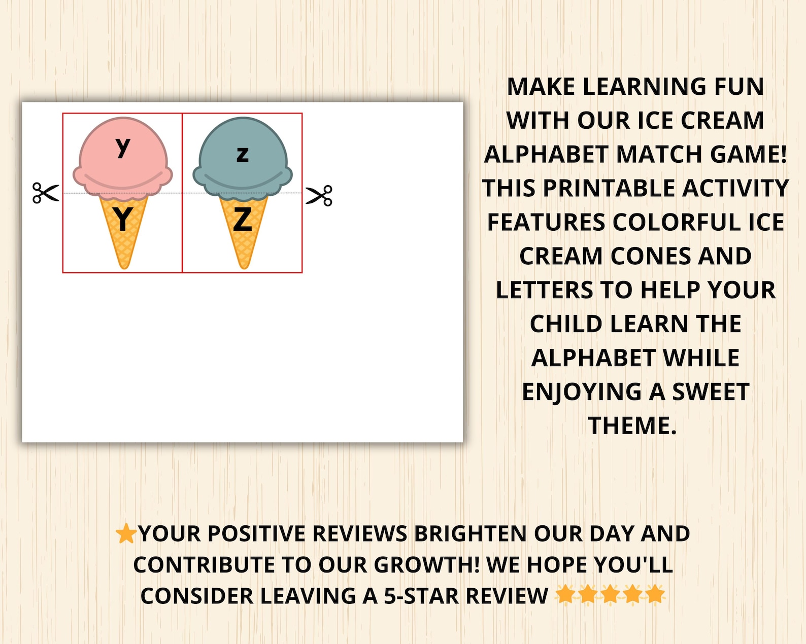 Ice Cream Alphabet Match,preschool Letters,alphabet Matching Game ...