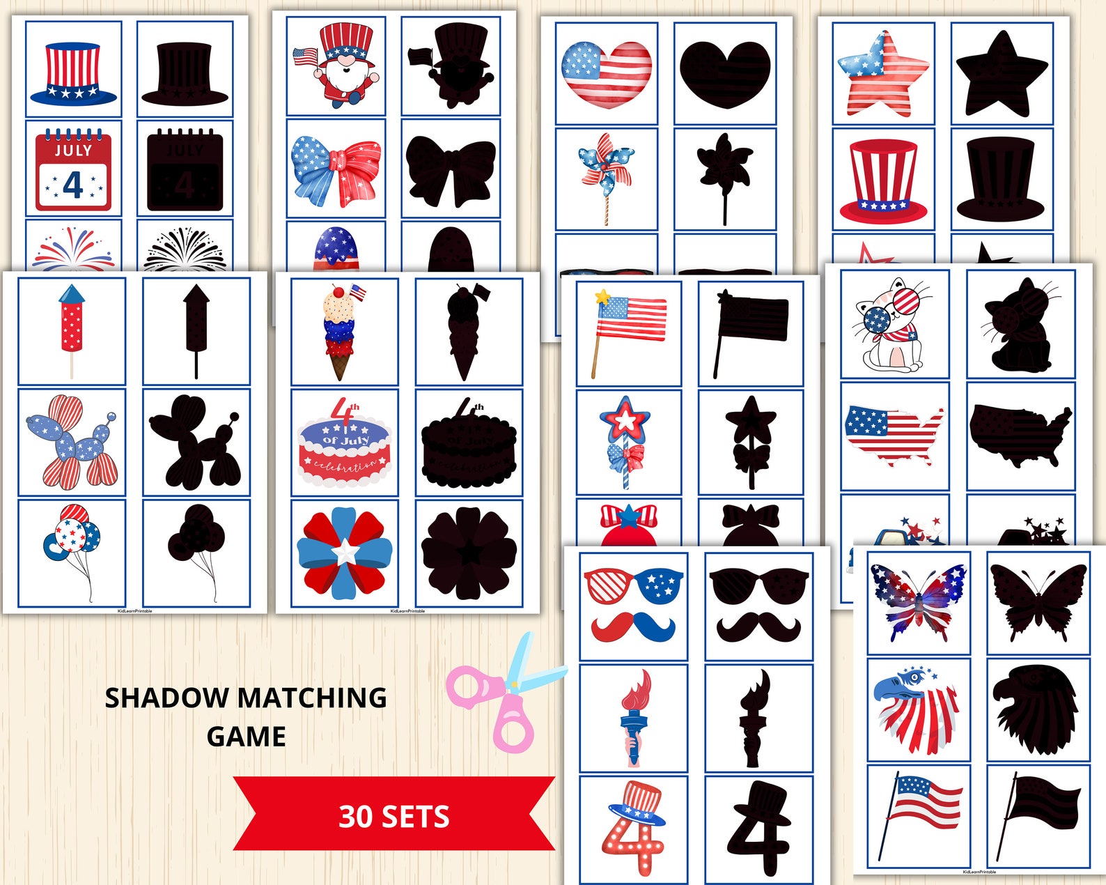 4th of July Bundle,preschool Activities,patterns Activity,shadow ...