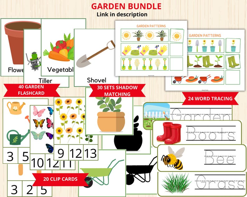Garden Tracing Strips,garden Word Tracing Cards,nature Montessori ...