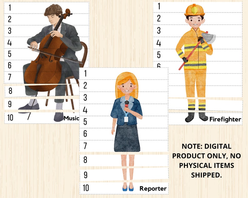 Occupation Puzzle,professions Puzzle,jobs Number Sequence,numbers 1-10 ...