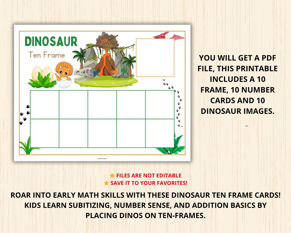 Dinosaur Ten Frame,dinosaur Birthday Game,dinosaur Activity,numbers 1 ...