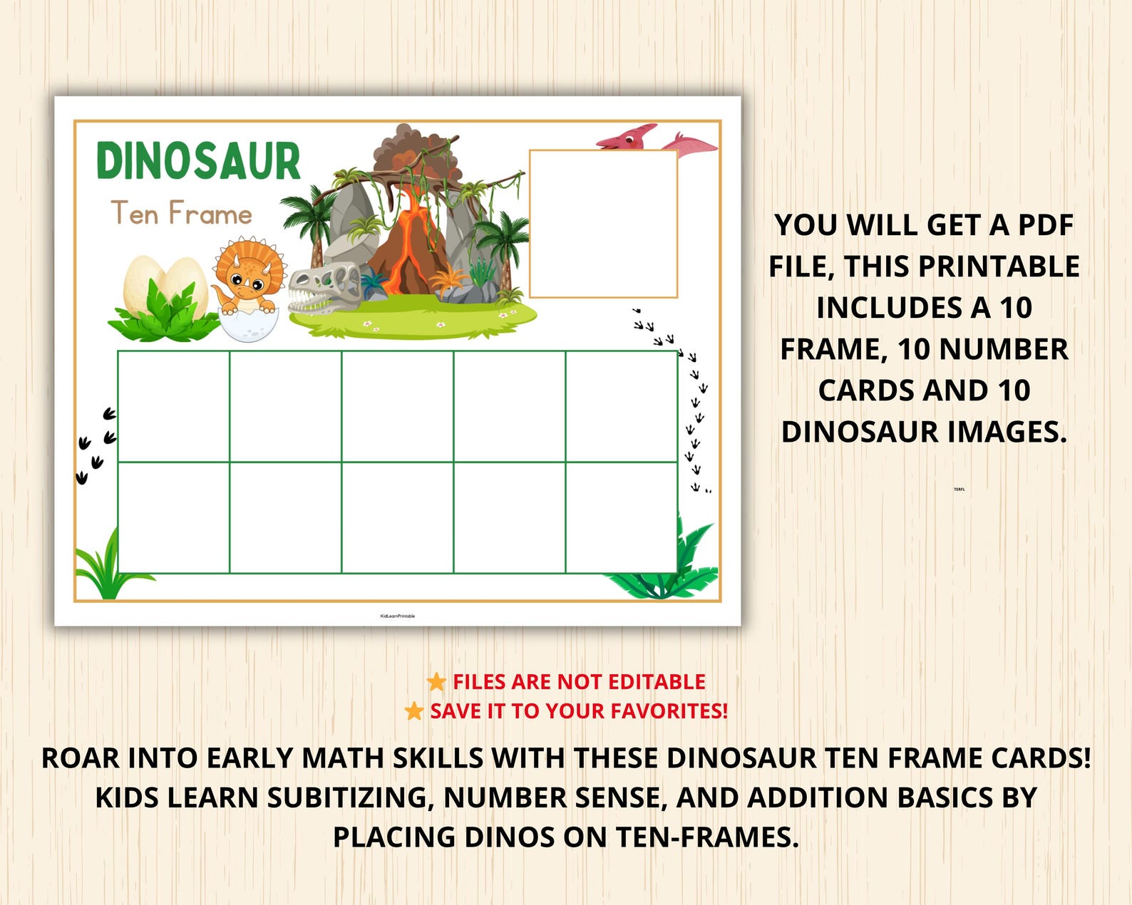 Dinosaur Ten Frame,dinosaur Birthday Game,dinosaur Activity,numbers 1 ...