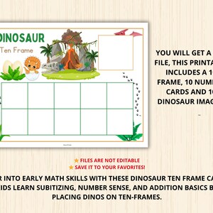 Dinosaur Ten Frame,dinosaur Birthday Game,dinosaur Activity,numbers 1 ...
