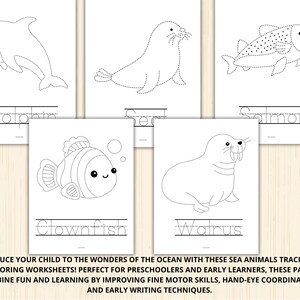 Ocean Animals Tracing,ocean Animal Coloring Pages,tracing Sea Animals ...