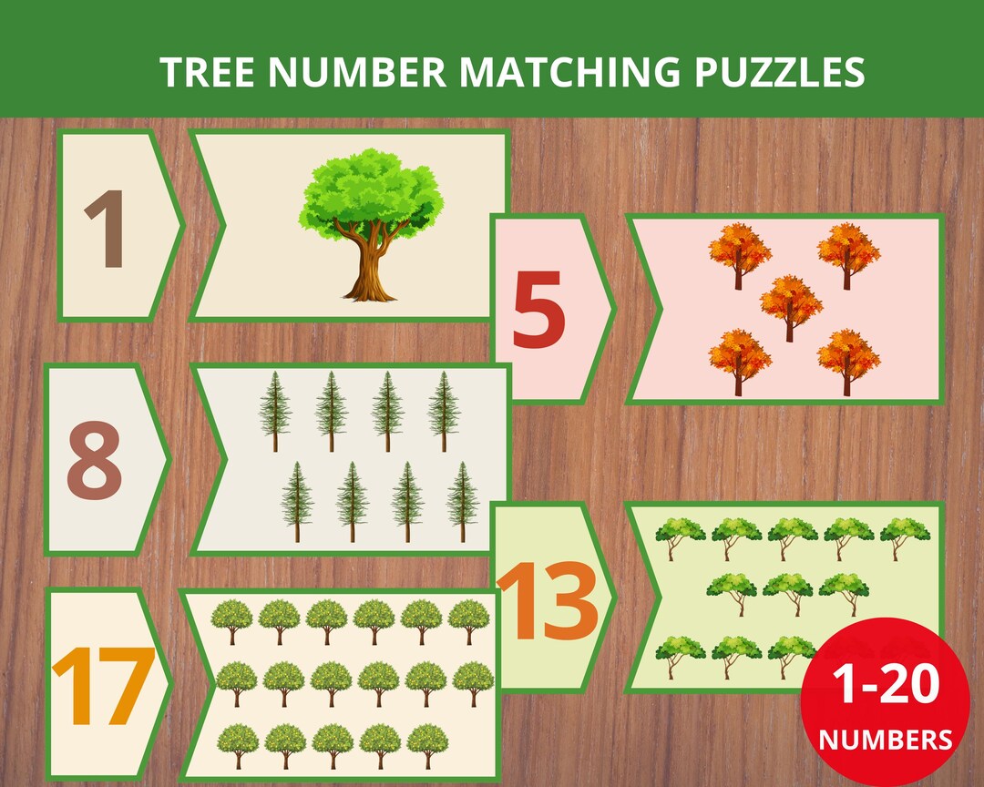 Tree Number Puzzle,nature Number Matching,counting Puzzles Kids,nature ...