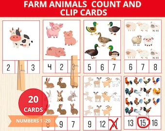 Count and Clip Cards #1-20 Printable Digital Download - Etsy