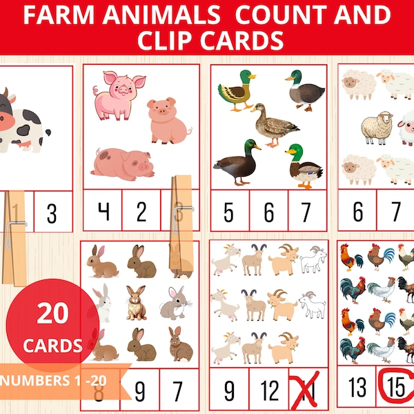 Count and Clip Cards - Etsy