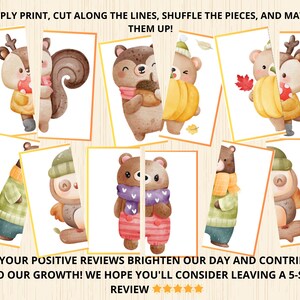 Autumn Animals Matching Game,fall Preschool Activity,matching Game for ...