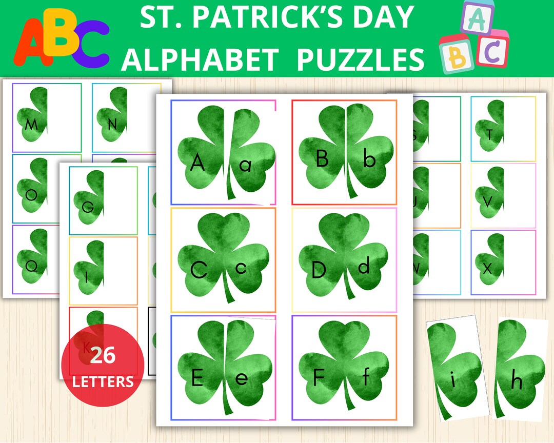 Shamrock Alphabet Matching Cards, Clover Letter Matching Game, ABC ...