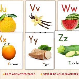 Fruit and Vegetables Alphabet Poster,fruit Flashcards,veggies A to Z ...