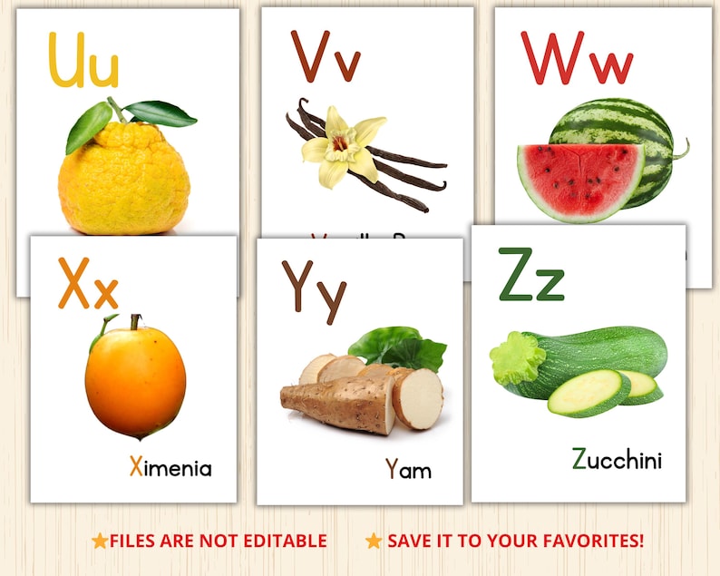 Fruit and Vegetables Alphabet Poster,fruit Flashcards,veggies A to Z ...